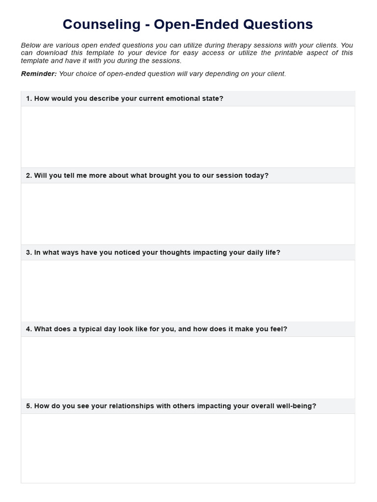 Effective Open-Ended Questions for Counseling | PDF