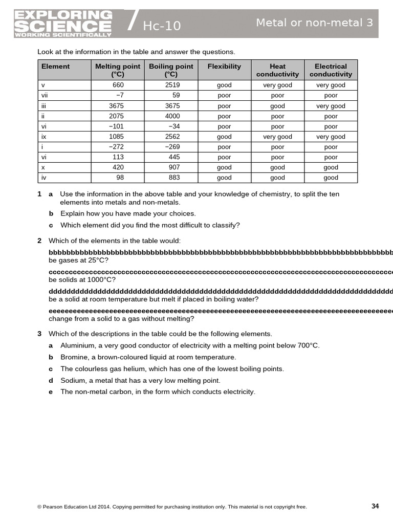 7hc10 Properties Metals 1 | PDF | Metals | Chemical Elements
