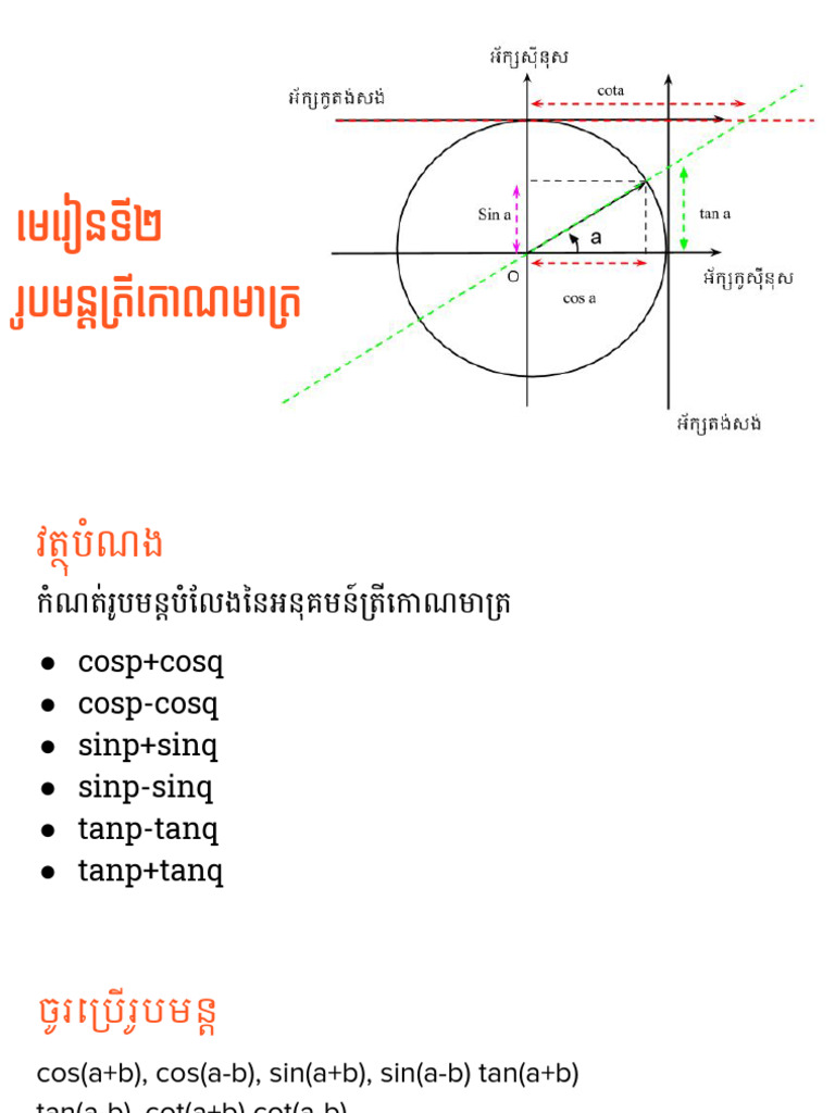 រូបមន្តបំលែងត្រីកោណមាត្រ | PDF