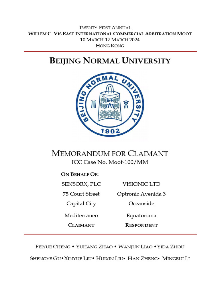 Claimant Memorandum for ICC Arbitration | PDF | Arbitration | Judiciaries