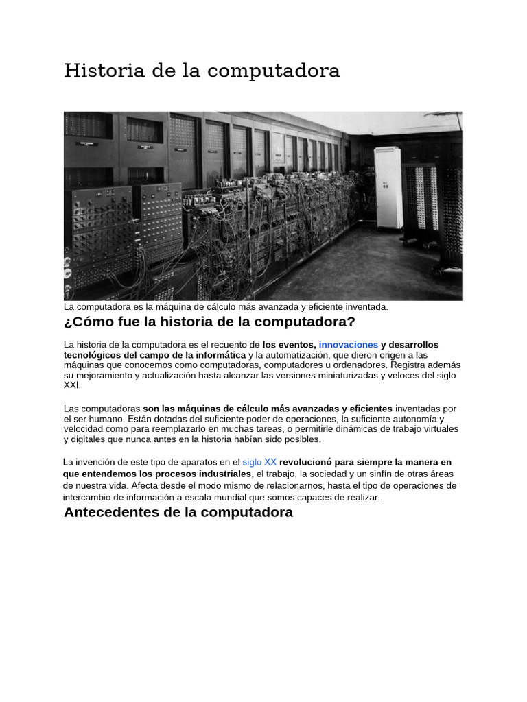 Evolución de la Computadora: Historia y Avances | PDF | Interfaces ...
