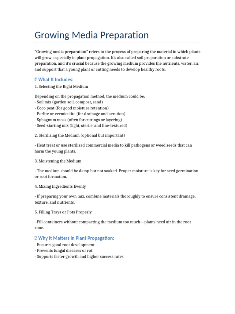 Growing Media Preparation Guide | PDF