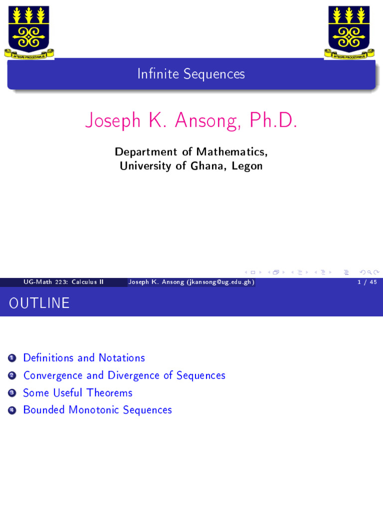Math223 LEC09 Infinite Sequences Summary | PDF | Sequence | Limit (Mathematics)
