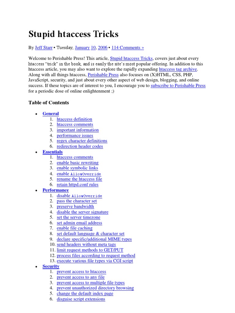 Clever .htaccess Tricks Explained | PDF | Regular Expression | Computer ...