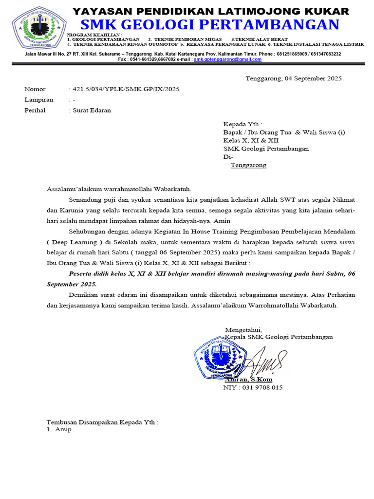 Surat Edaran Libur. | PDF