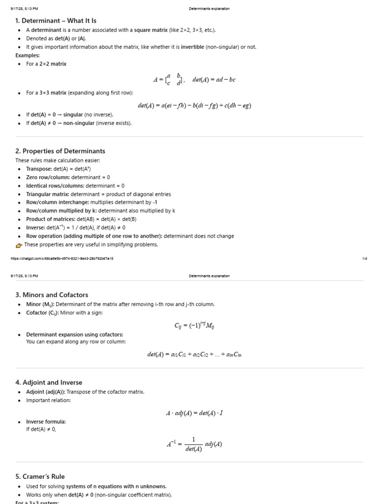 2 Determinants Explanation | PDF | Determinant | Matrix (Mathematics)