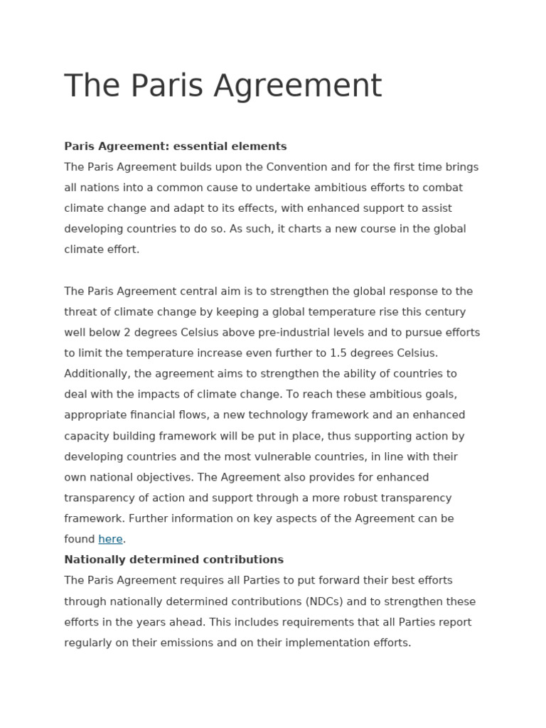 Overview of the Paris Agreement | PDF