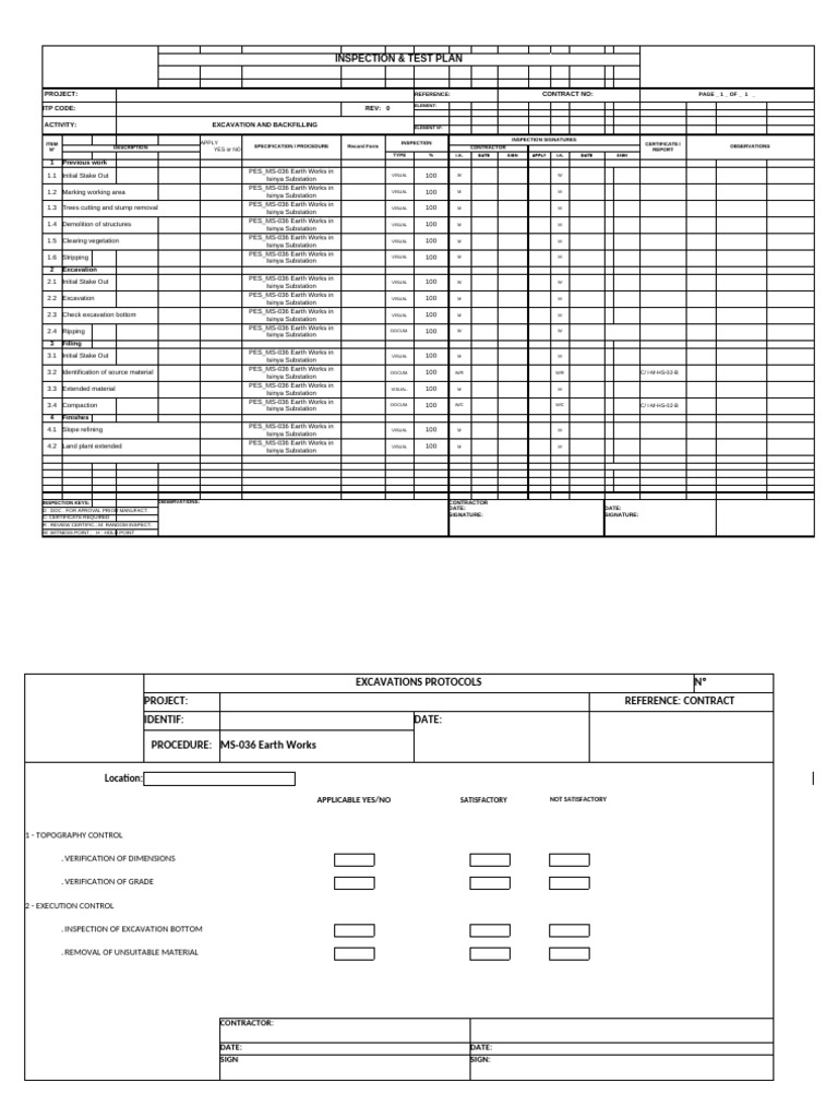 ITP and Forms For Earth Works-GENERAL | PDF