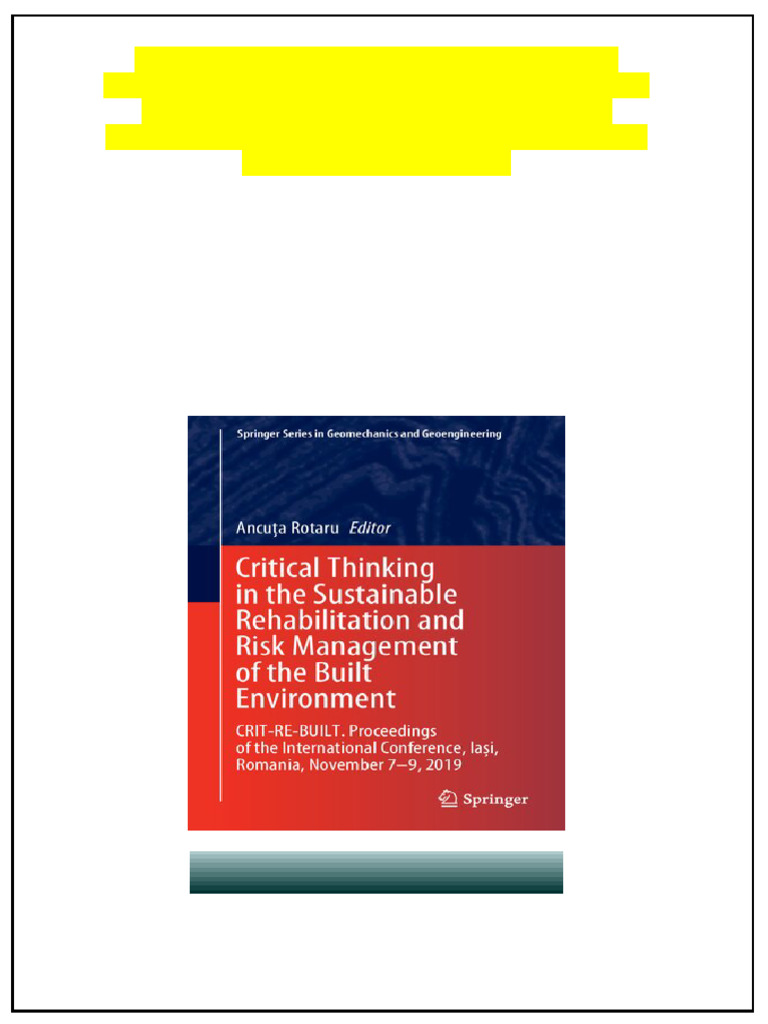 Critical Thinking in the Sustainable Rehabilitation and Risk Management ...