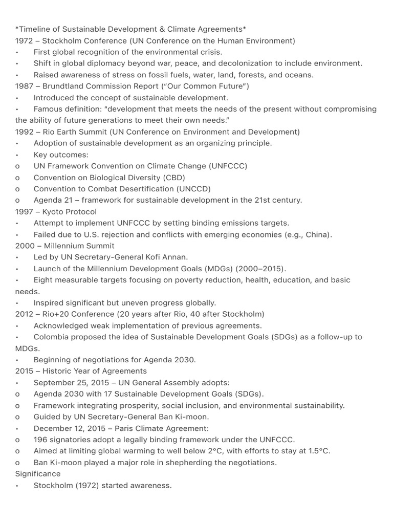 Timeline of Sustainable Development Events | PDF | Sustainability ...