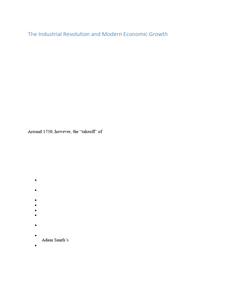 The Industrial Revolution and Modern Economic Growth - Notes For ...