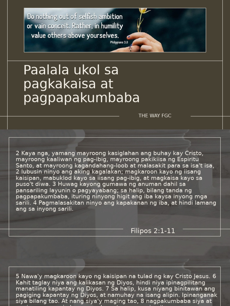 Paalala Ukol Sa Pagkakaisa at Pagpapakumbaba | PDF