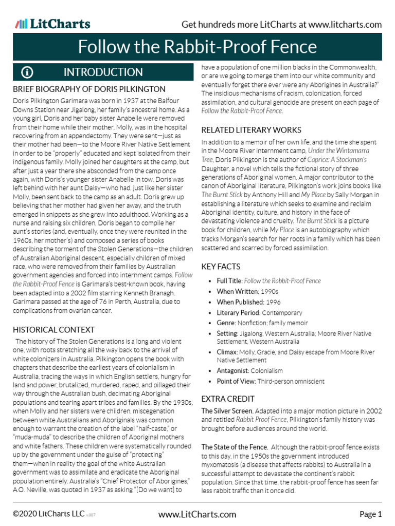 Follow The RabbitProof Fence LitChart | PDF