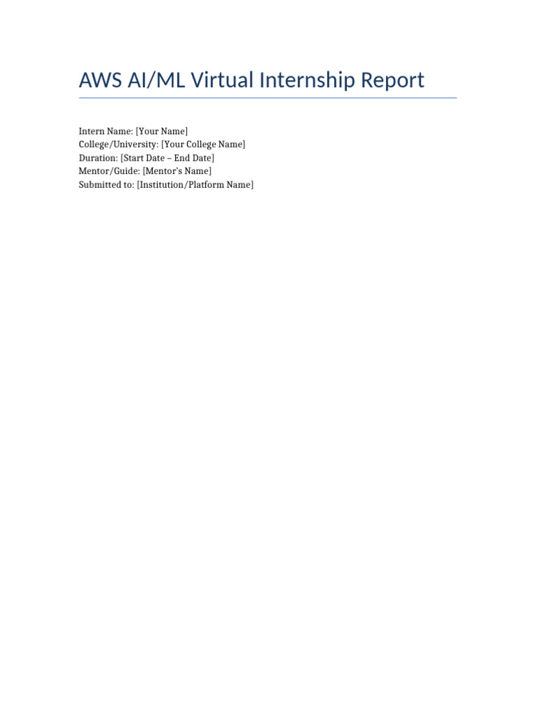 AWS AI/ML Internship Experience Report | PDF | Artificial Intelligence ...