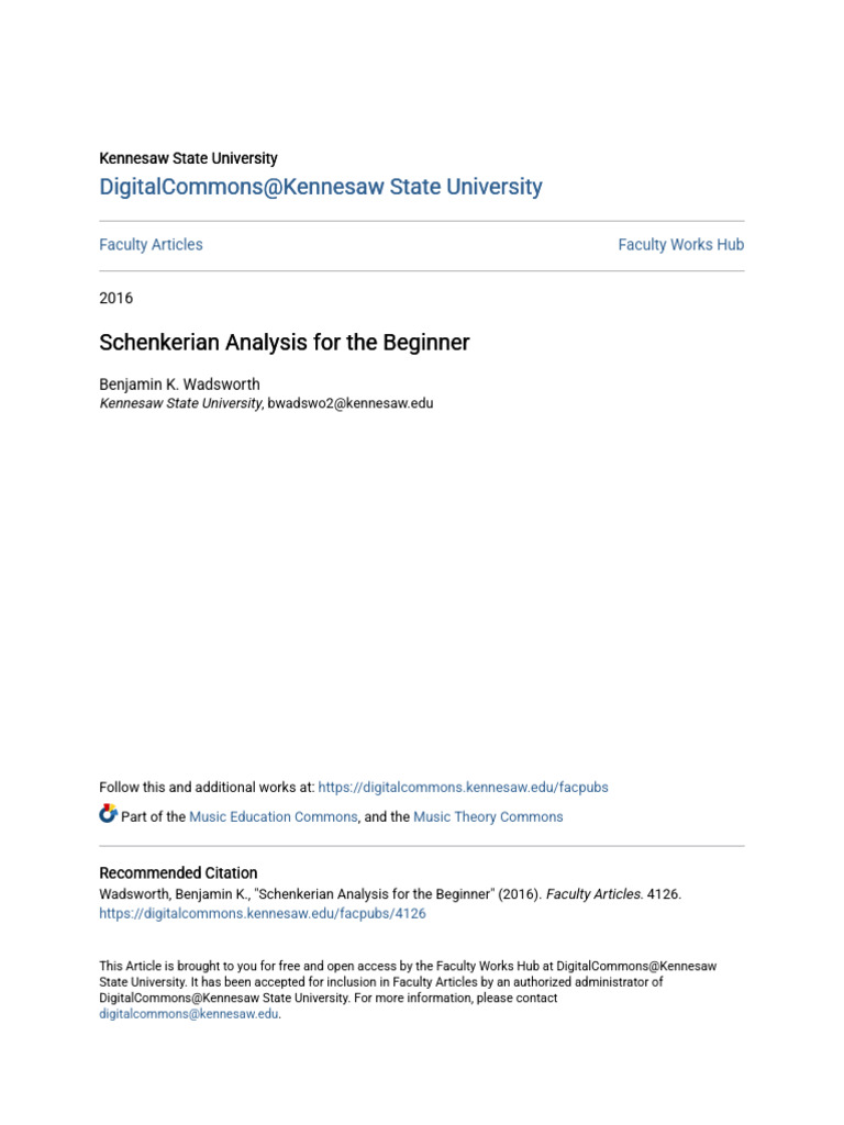 Schenkerian Analysis For The Beginner | PDF | Music Theory | Hierarchy
