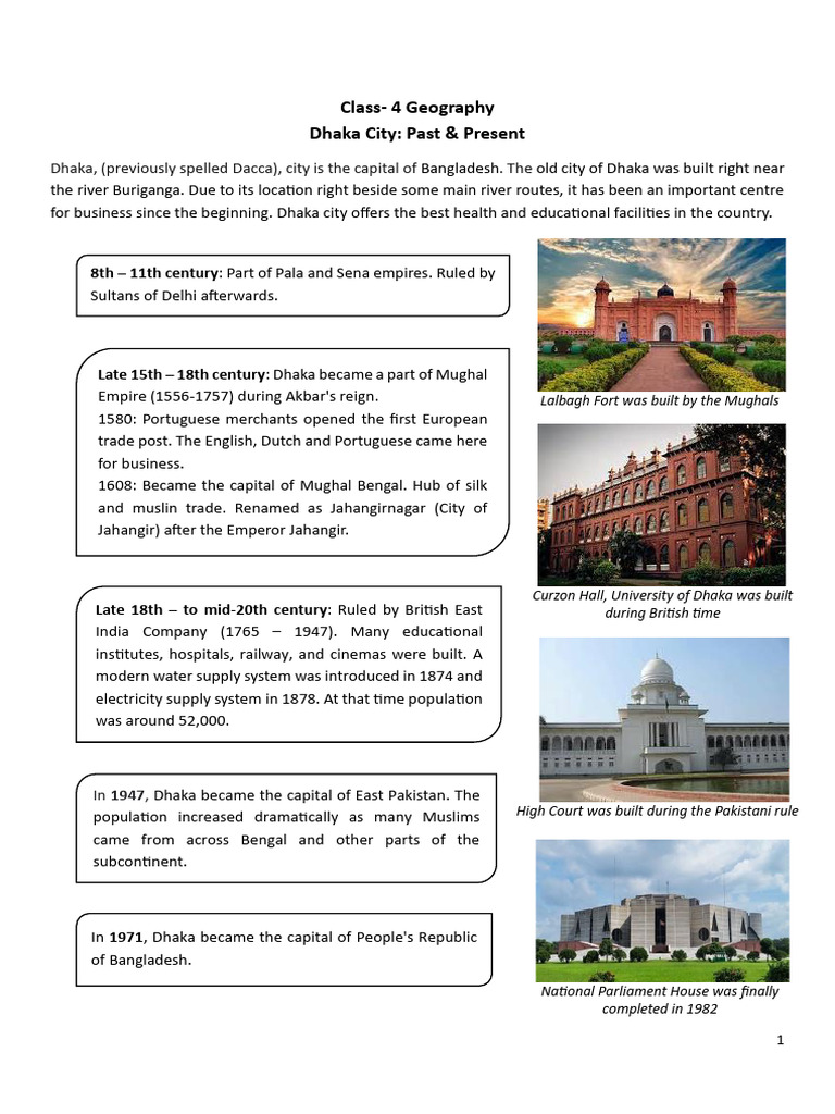 Dhaka City - Past & Present | PDF | Dhaka | World Politics