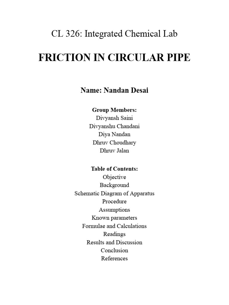 Friction Factor in Circular Pipes Experiment | PDF | Reynolds Number ...