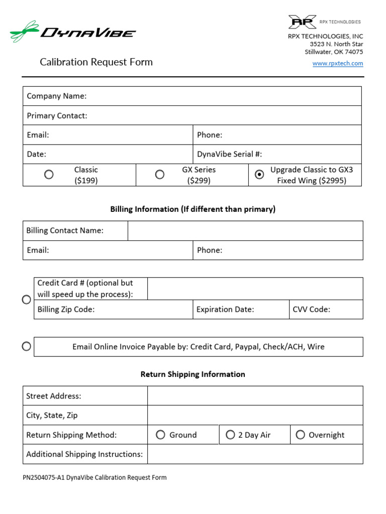 Pn2504075-A1 Dynavibe Calibration Request Form | PDF | Computing