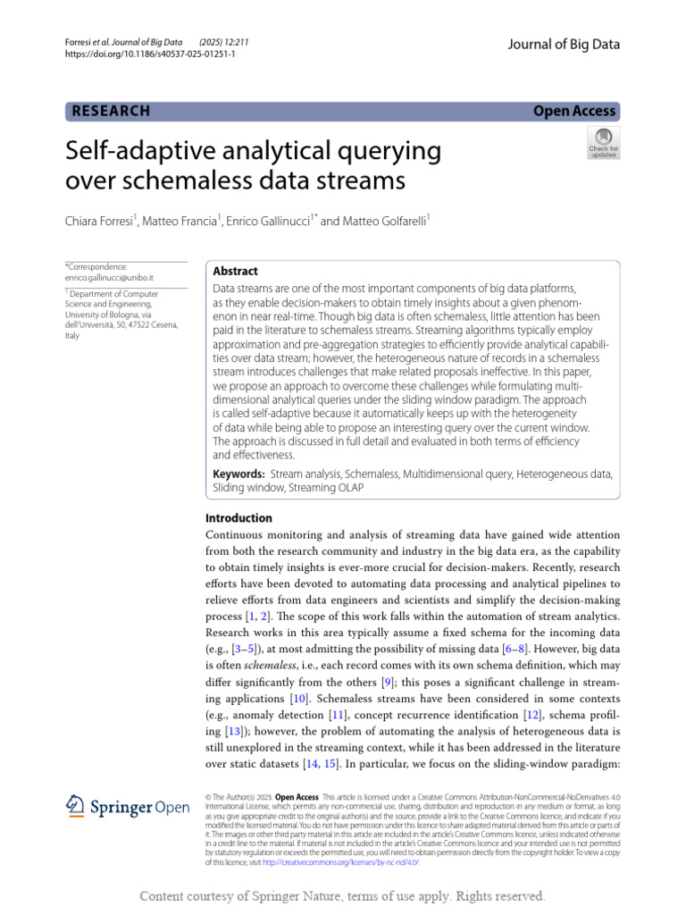 Self-Adaptive Analytical Querying Over Schemaless | PDF | Function ...