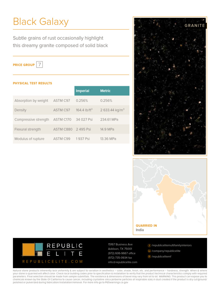 Black Galaxy Data Sheet | PDF | Physical Sciences | Materials