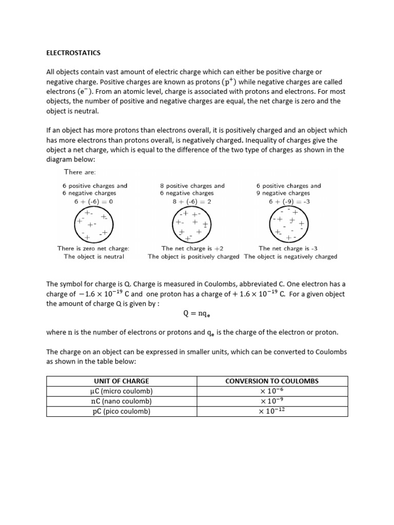 Electrostatics Part One | PDF | Electric Field | Electric Charge