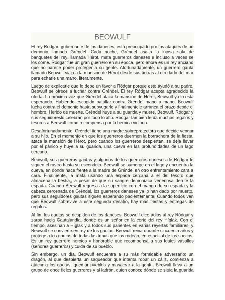 BEOWULF | PDF | Beowulf