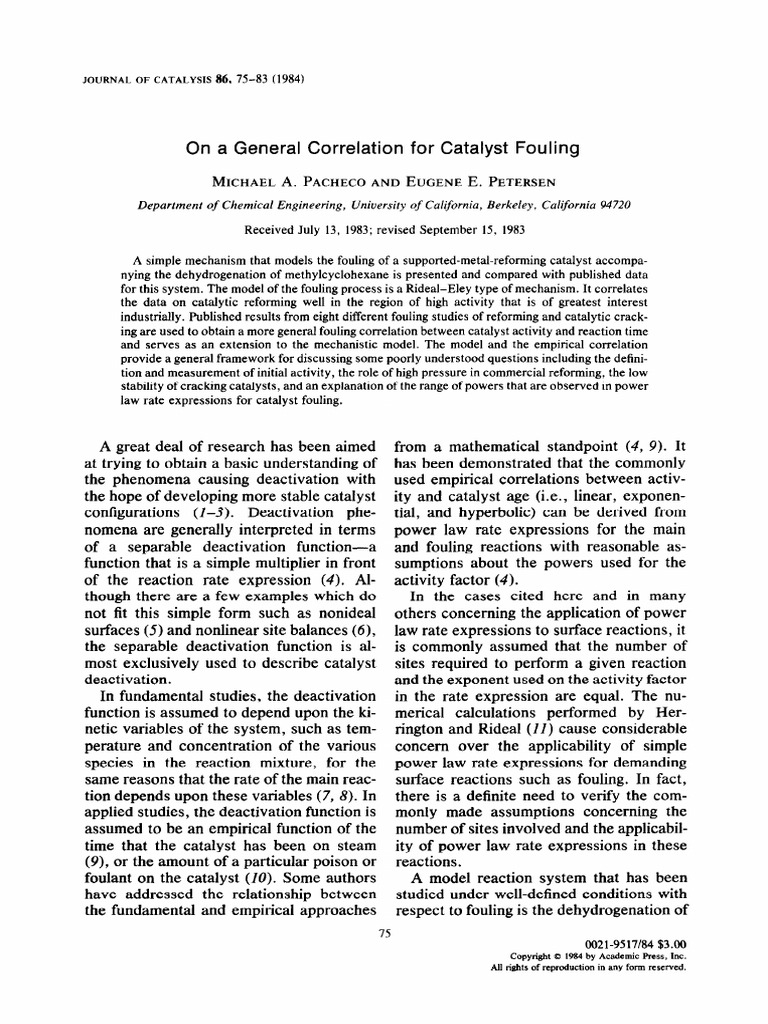 1 s2.0 002195178490349X Main | PDF | Catalysis | Chemical Reactions