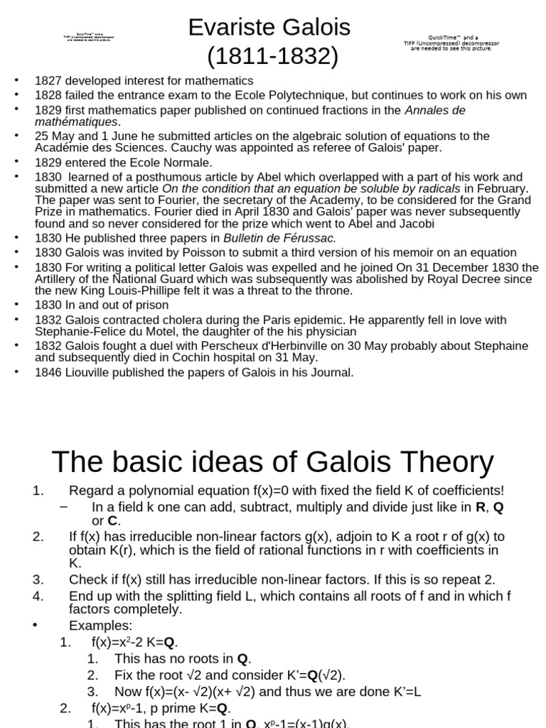 Evariste Galois: Life and Theory Insights | PDF | Field (Mathematics ...