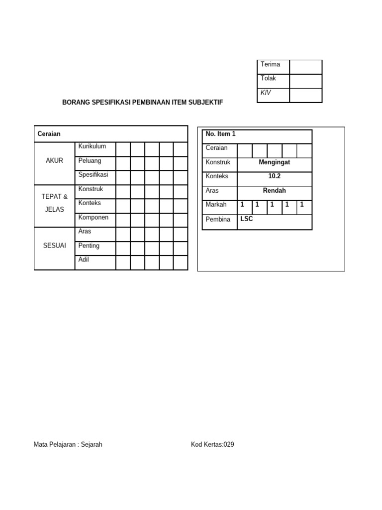 Jsi Sejarah t6 - Subjektif | PDF
