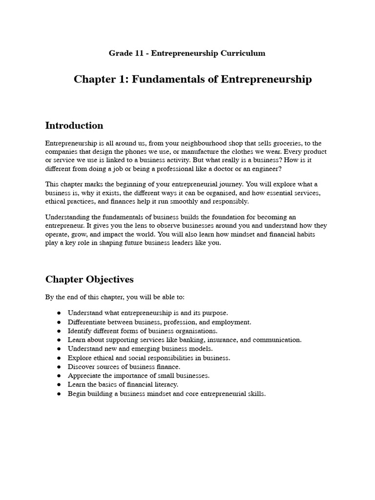 Grade 11 Entrepreneurship Basics | PDF | Entrepreneurship | Corporate ...