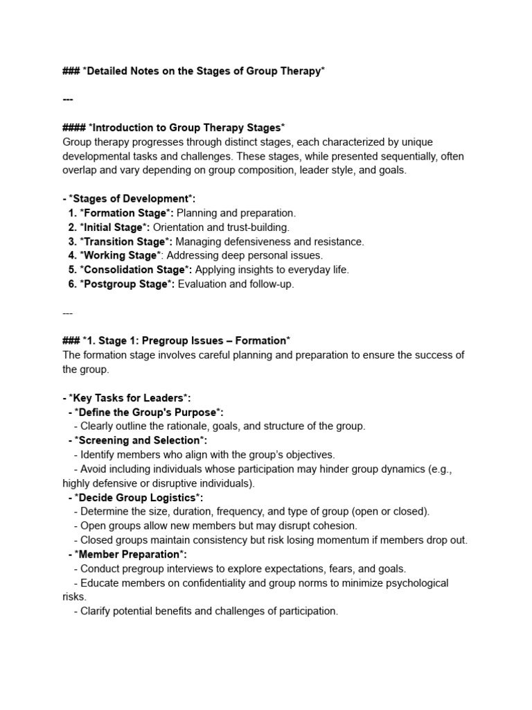 Stages of Group Therapy Explained | PDF | Attachment Theory ...