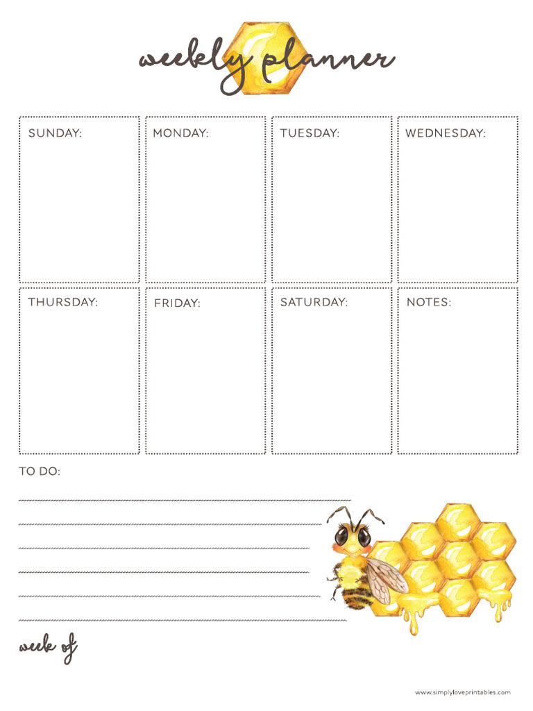 Simply Love Printables Bumble Bee Weekly Planner | PDF