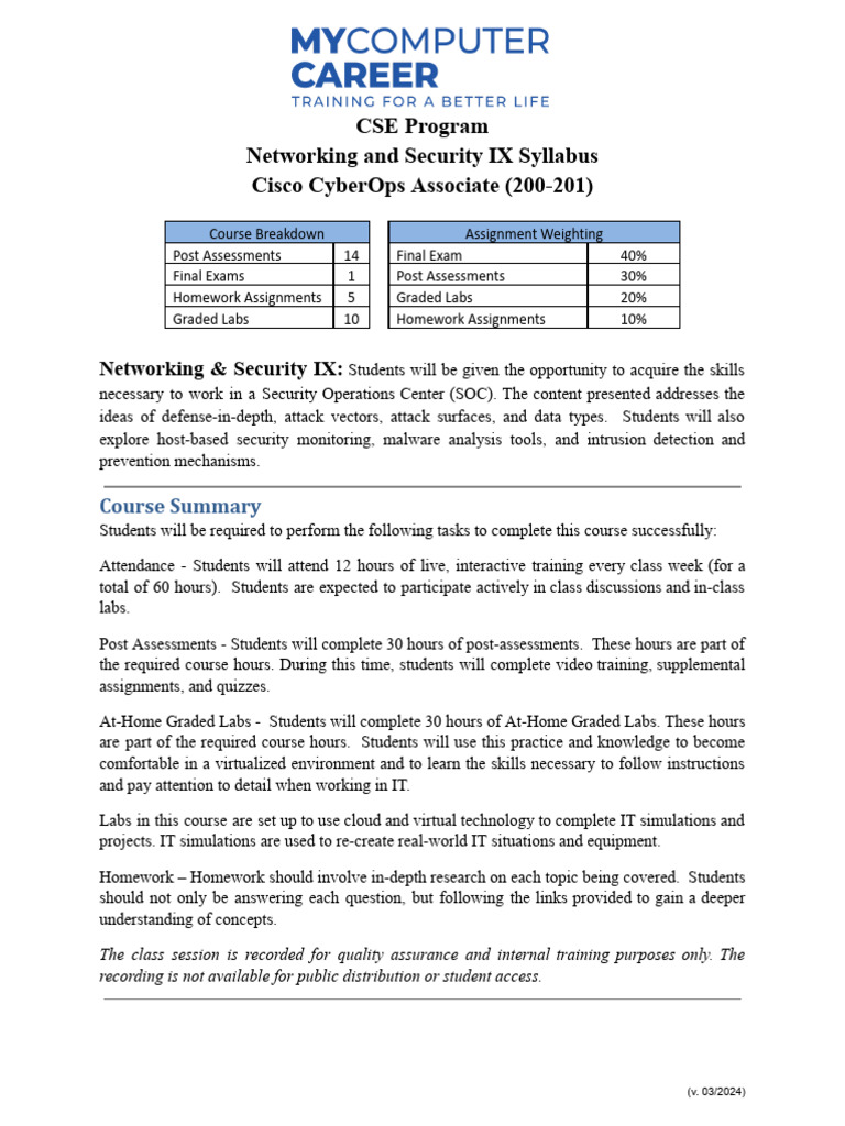 CSE N&S IX (Cyber Ops) Syllabus | PDF | Security | Computer Security