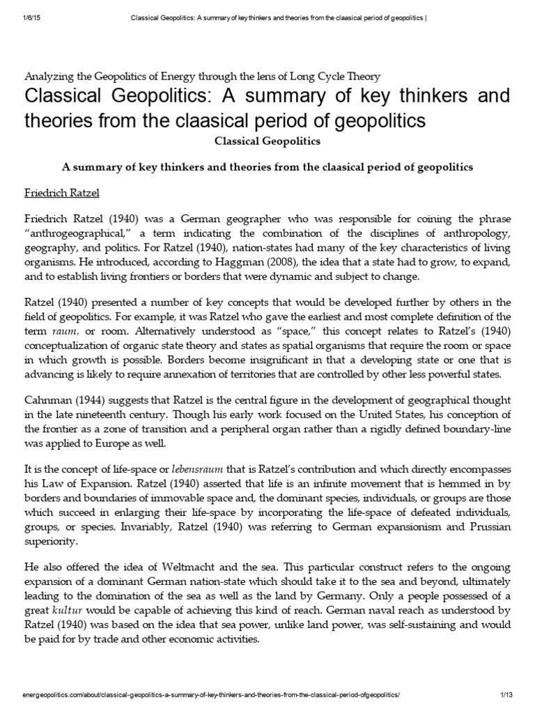 Geo Political Theories | PDF | Geopolitics | Global Politics