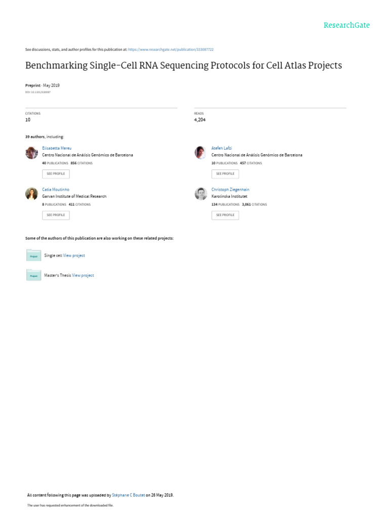 Benchmarking Single-Cell RNA Sequencing Protocols | PDF | Gene Expression | Dna Sequencing