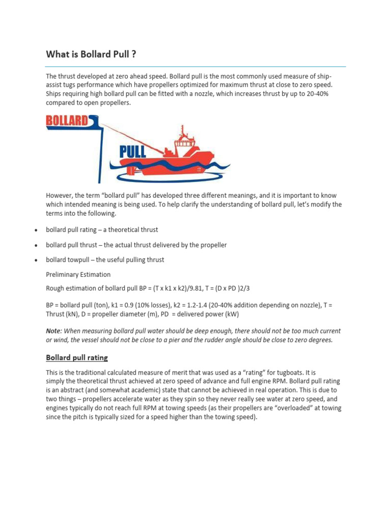 Bollard Pull | PDF | Thrust | Tugboat