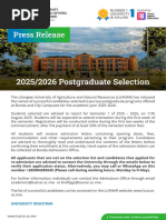 LUANAR - ODeL CALL FOR APPLICATIONS FOR ADMISSION INTO UNDERGRADUATE ...