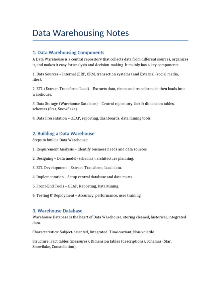 Data Warehousing Overview and Concepts | PDF | Data Warehouse | Data ...
