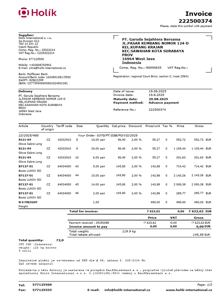 Invoice PT - Garuda 222500374 | PDF | Government Finances | Taxes