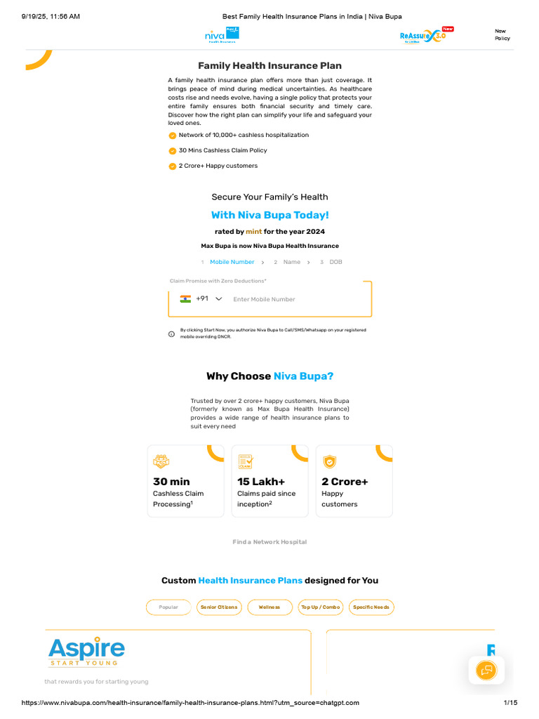 Niva Bupa Family Health Insurance Plans | PDF | Insurance | Childbirth