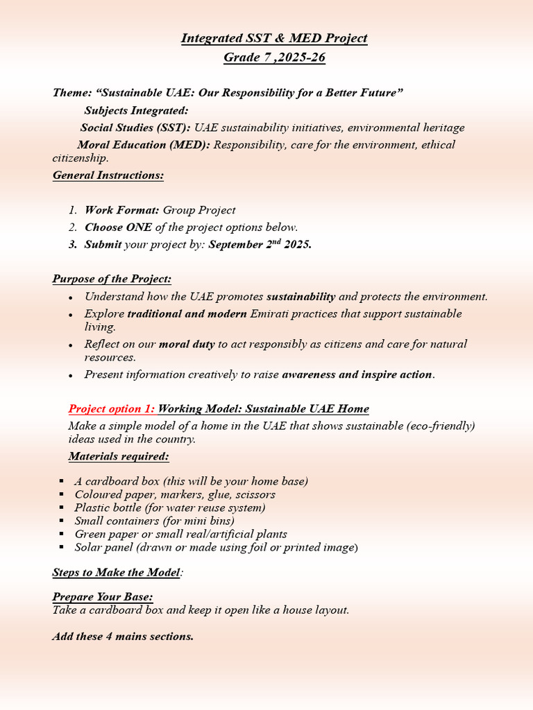 GR 7-UAE SST & MED-Summer Holiday's Project | PDF