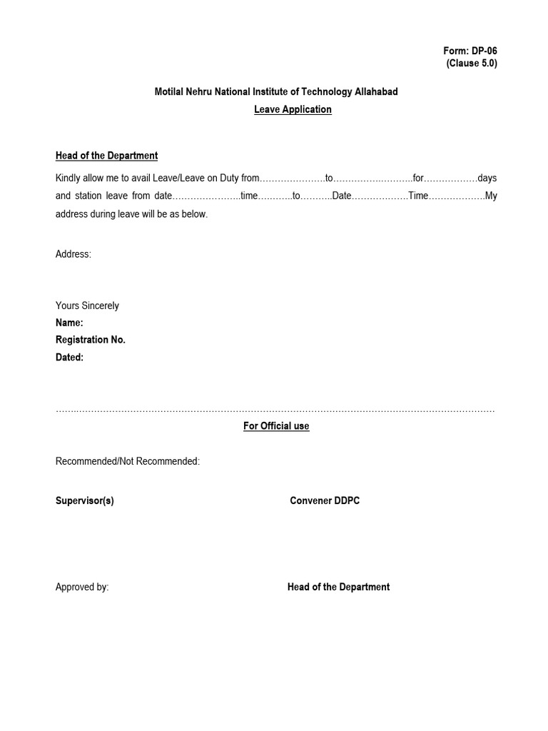 DP-06, Leave Application | PDF