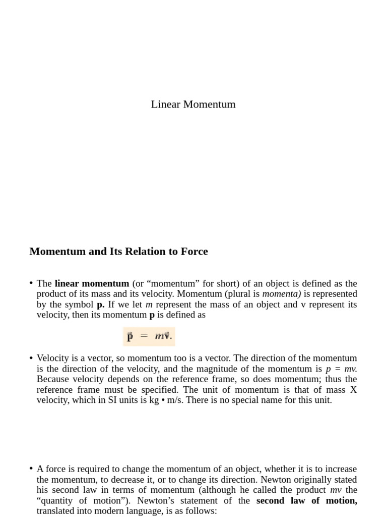 Understanding Linear Momentum and Collisions | PDF | Momentum | Collision