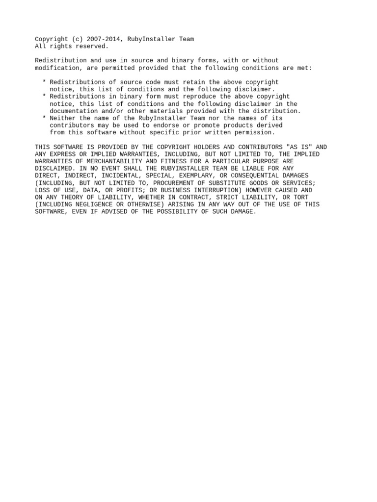 Ruby Windows Devkit LICENSE | PDF