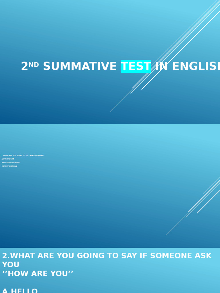 2nd Summative English Test Questions | PDF