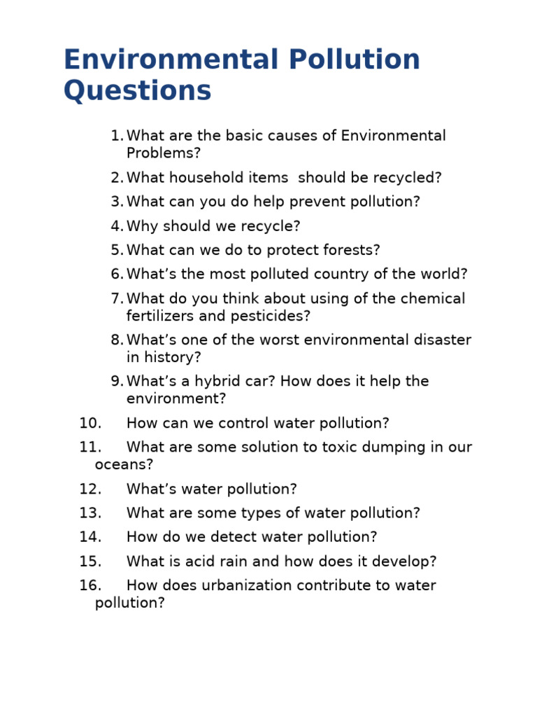 Addressing Environmental Pollution Issues | PDF