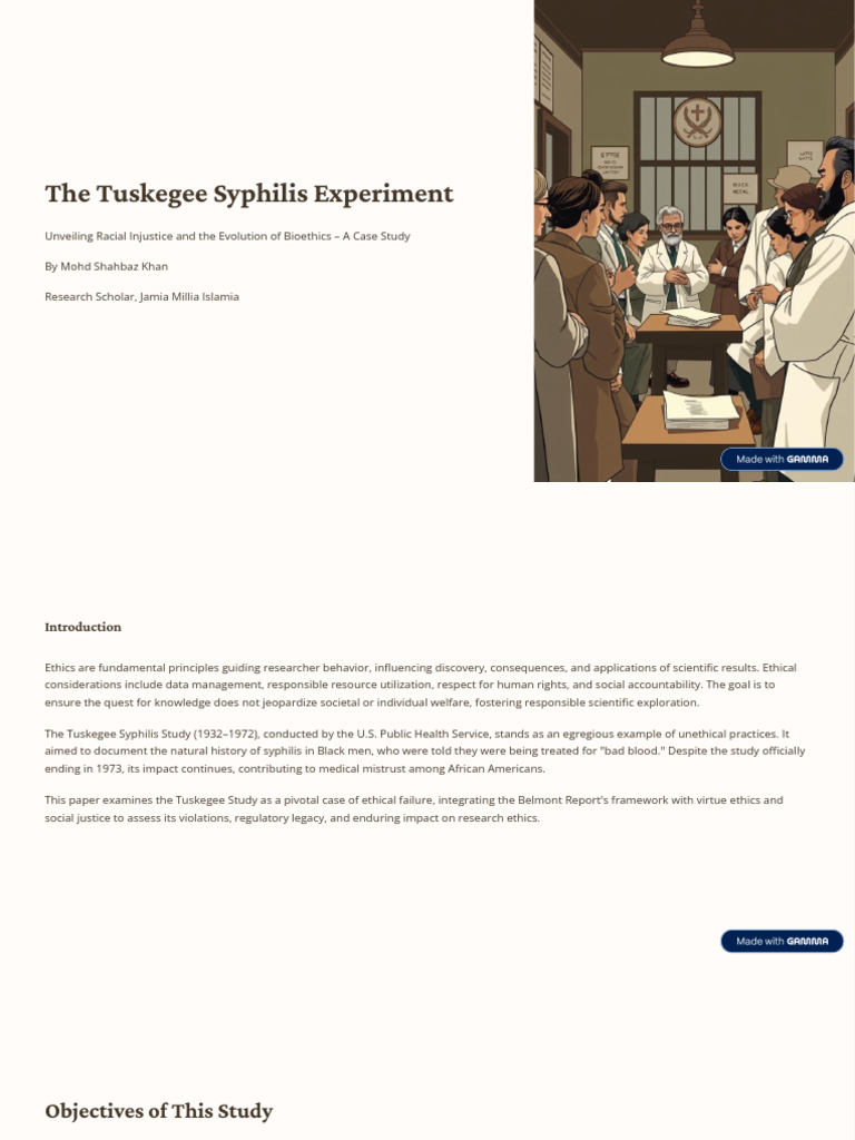 Tuskegee Syphilis Study: Ethics & Impact | PDF | Institutional Review Board