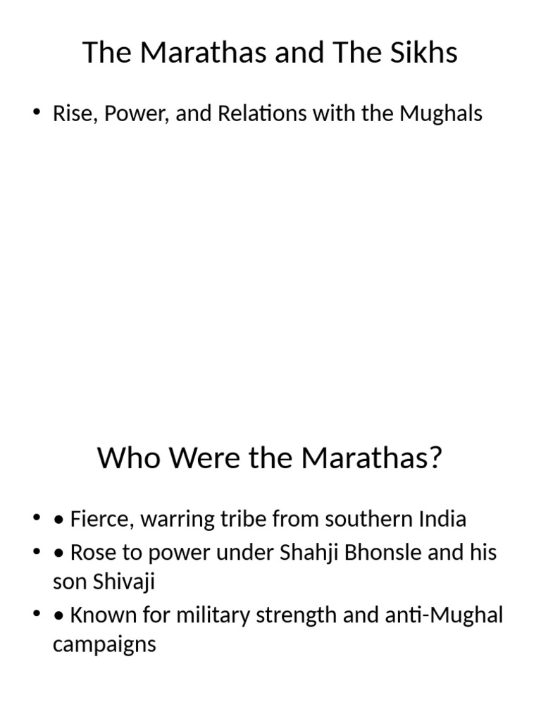 Marathas and Sikhs Presentation | PDF