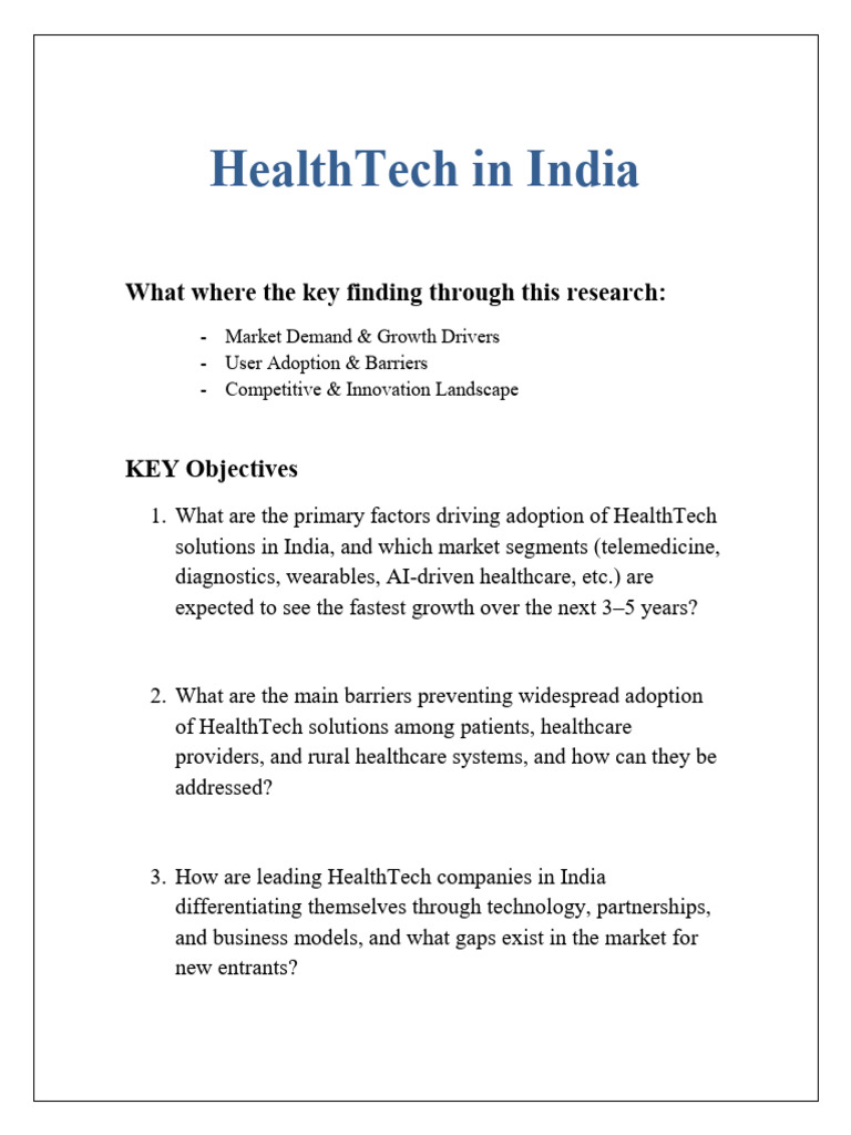 Part 1-Healthtech Report Shreyas | PDF | Health Care | Startup Company