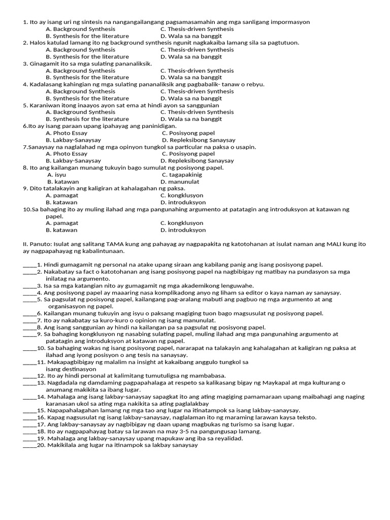 Summative Quiz PPL | PDF